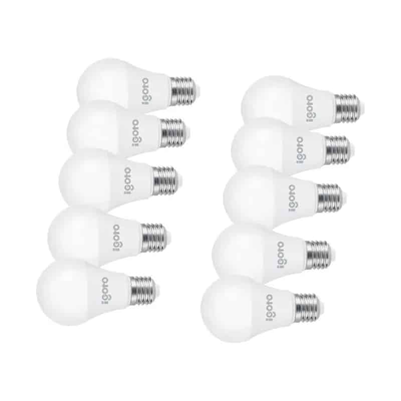 Paquete de 10 Focos LED A60 9W 810lm 100-240V 3000K Luz Cálida Igoto F10P20109 – Bedon