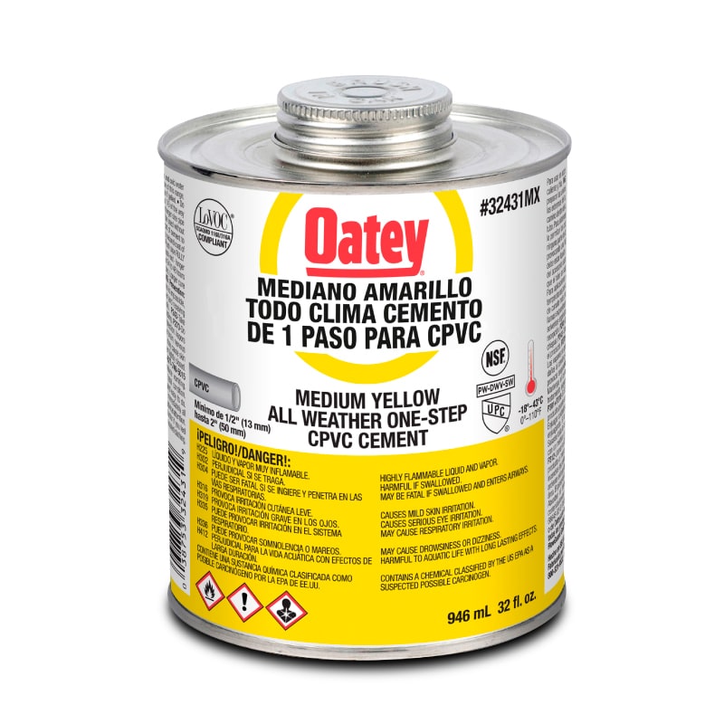 Cemento para CPVC Gold Flowguard Oatey 947ml (32 Oz) 32431MX – Bedon