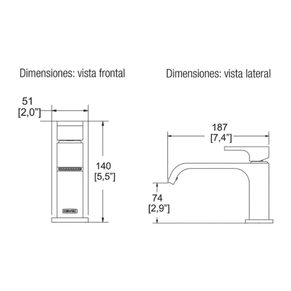 Monomando de Lavabo Vertika Cromo EP-905 Helvex – Bedon