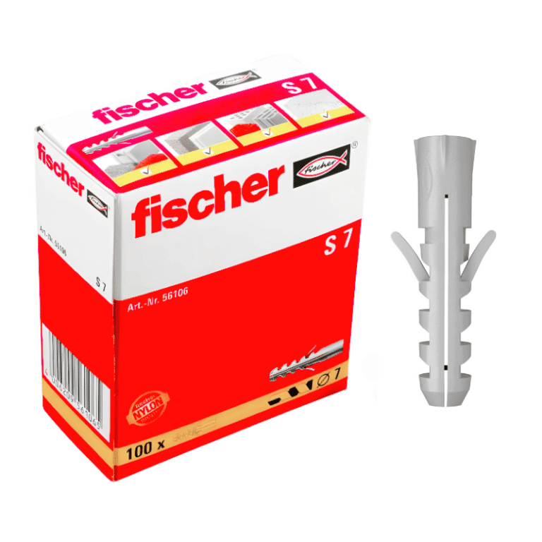 Taquete de Nylon para Materiales Solidos S7 Caja con 100 Piezas Fischer ...