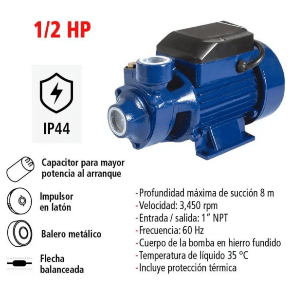 Bomba Periférica 1/2 HP 30 L/min 120V Primo 619696 IUSA – Bedon