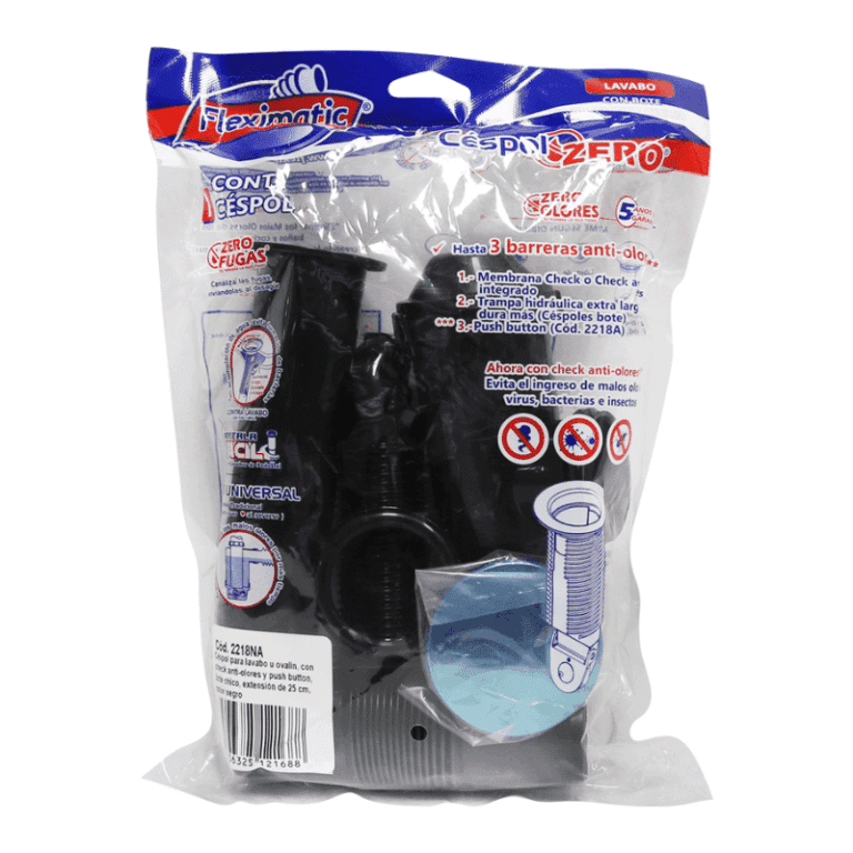Céspol Flexible para Lavabo con Sistema Push Negro Fleximatic 2218NA ...